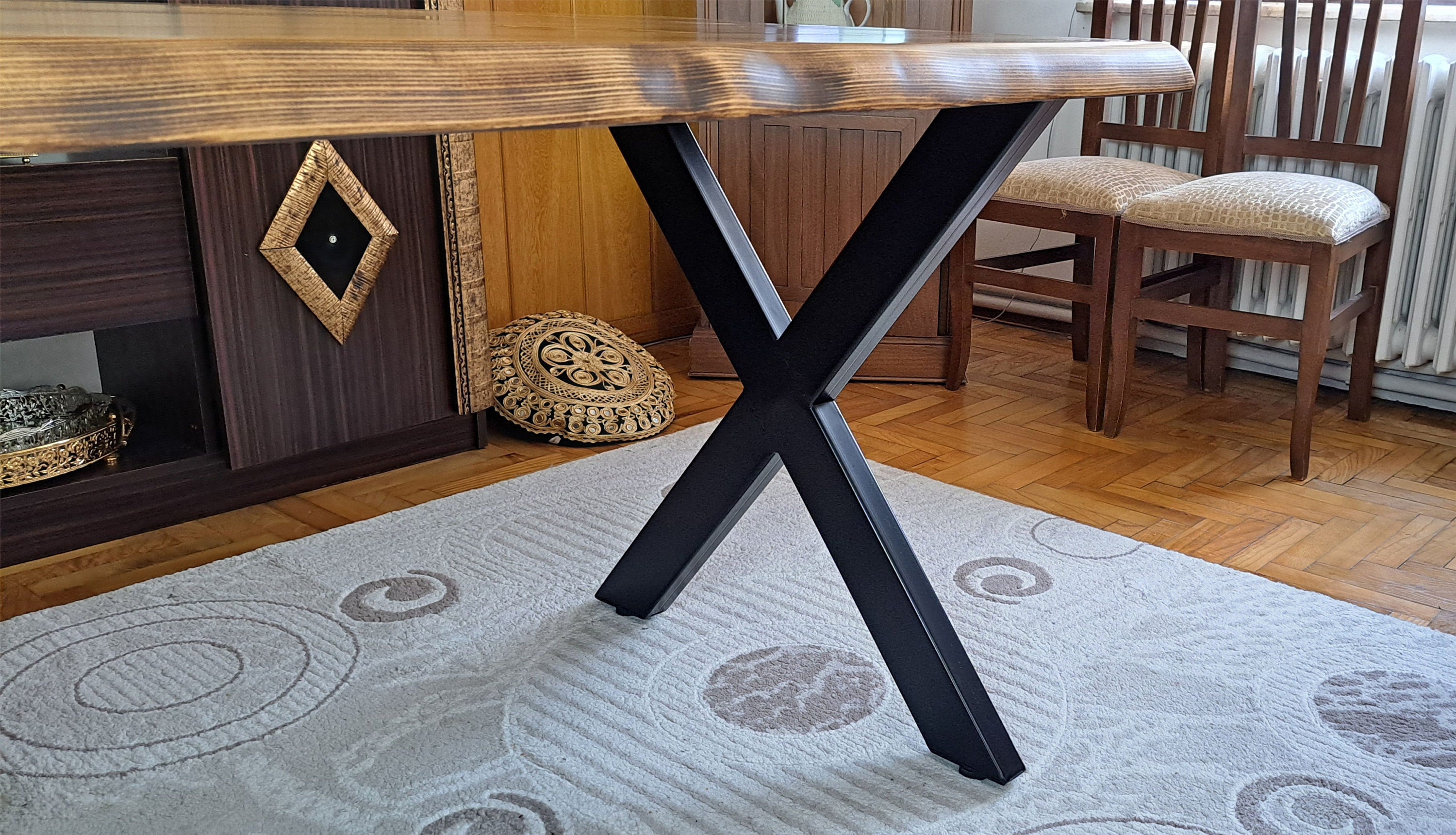 Metal Table Legs, (set of 2) Dining Table Base, Metal Base, Steel Table ...