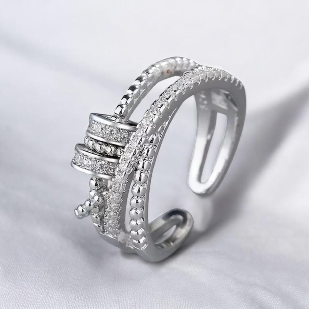 Adjustable Luxury Anxiety Ring, Modern Silver Fidget Jewellery, Stress ...