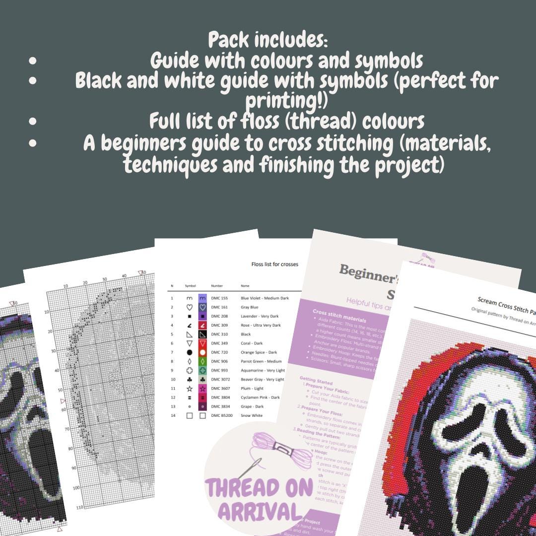 Scream Cross Stitch PDF Pattern Ghostface Mask Horror Halloween - Etsy