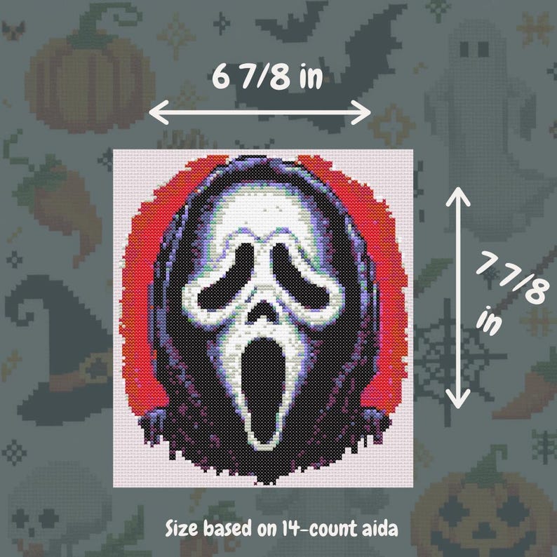 Scream Cross Stitch PDF Pattern Ghostface Mask Horror Halloween - Etsy