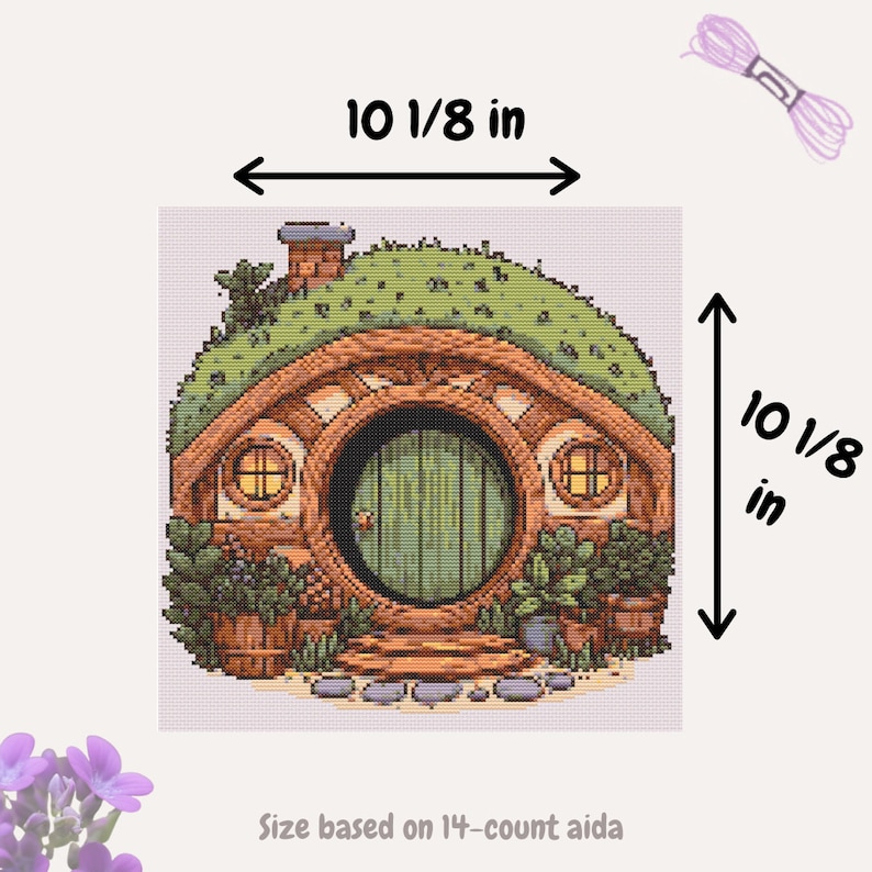 Hobbit Hole Cross Stitch PDF Pattern Bag End the Shire Hobbiton the ...