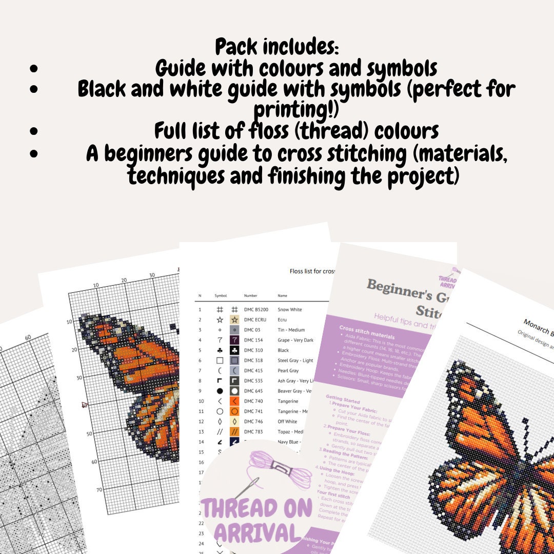 Monarch Butterfly Cross Stitch PDF Pattern | Instant Download | 5" - Etsy