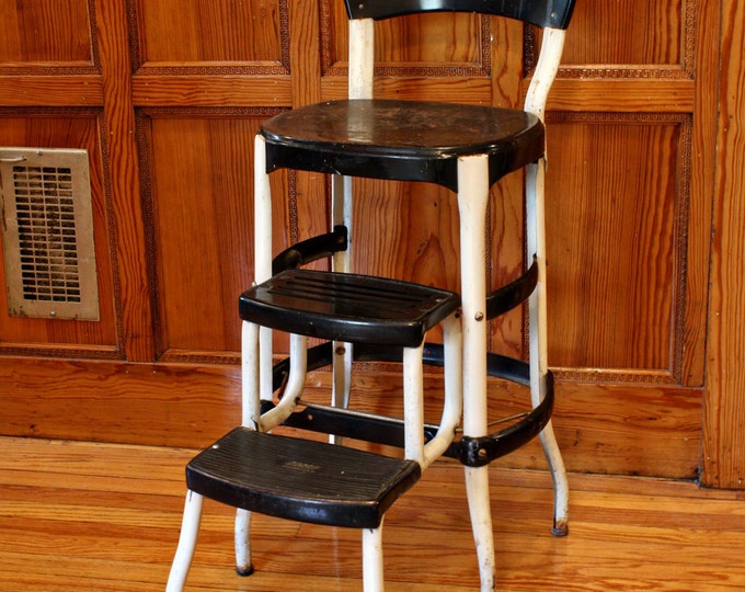 Vintage Stool Step Stool Kitchen Stool Cosco Chair Pull-out Steps Black ...