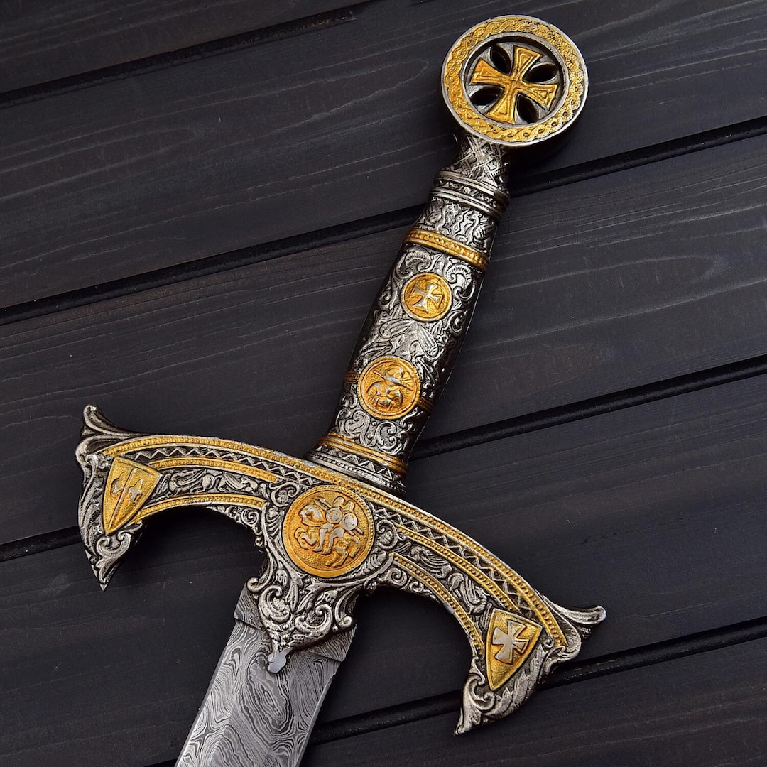 THE TEMPLAR 02 — Custom Handmade | Damascus Steel | Knights Templar Sword | Medieval Crusader ...