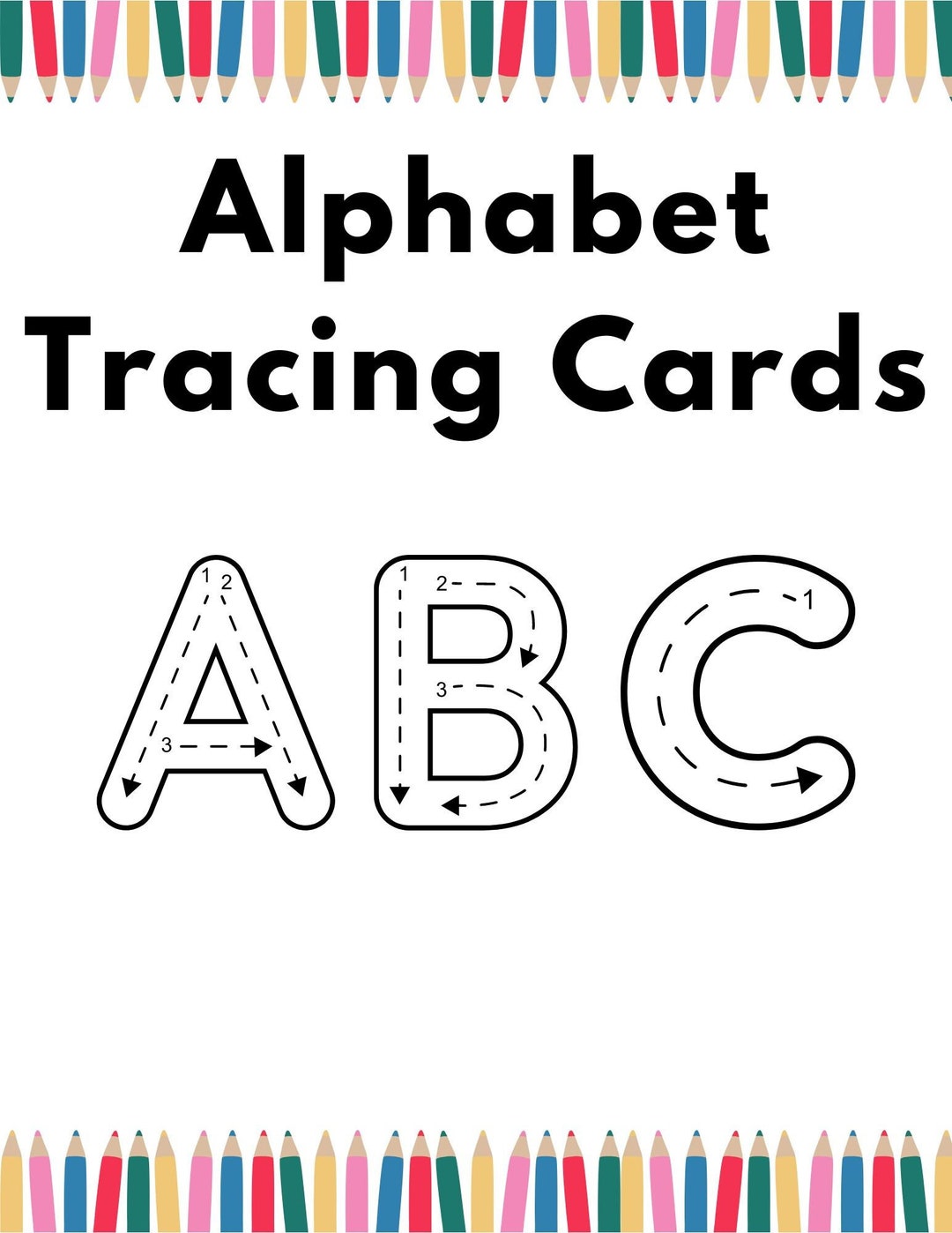 Alphabet Tracing Cards Full Set English - Etsy