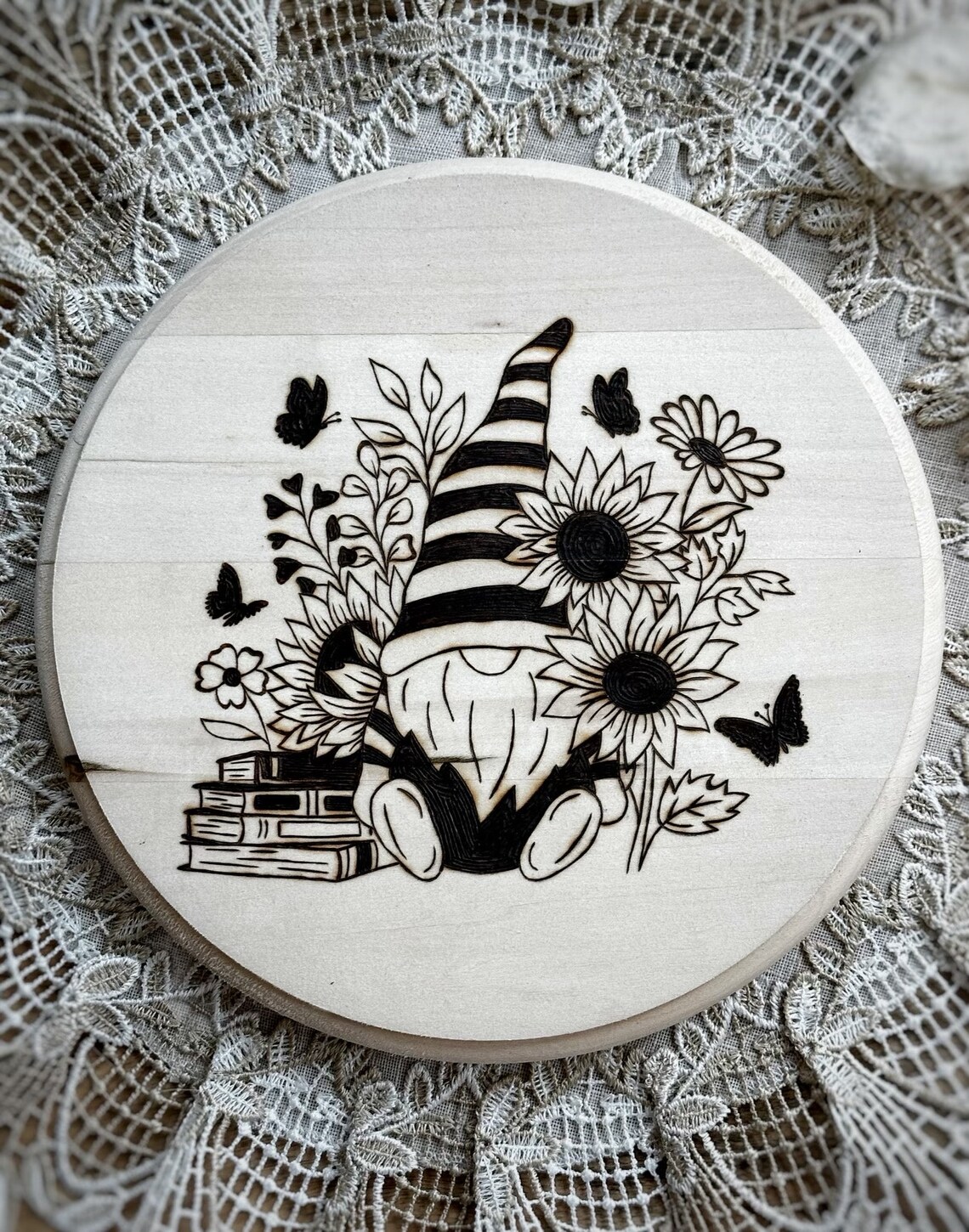 GARDEN GNOME Hand-burned Fairycore Whimsical Woodsy Pyrography Wall ...