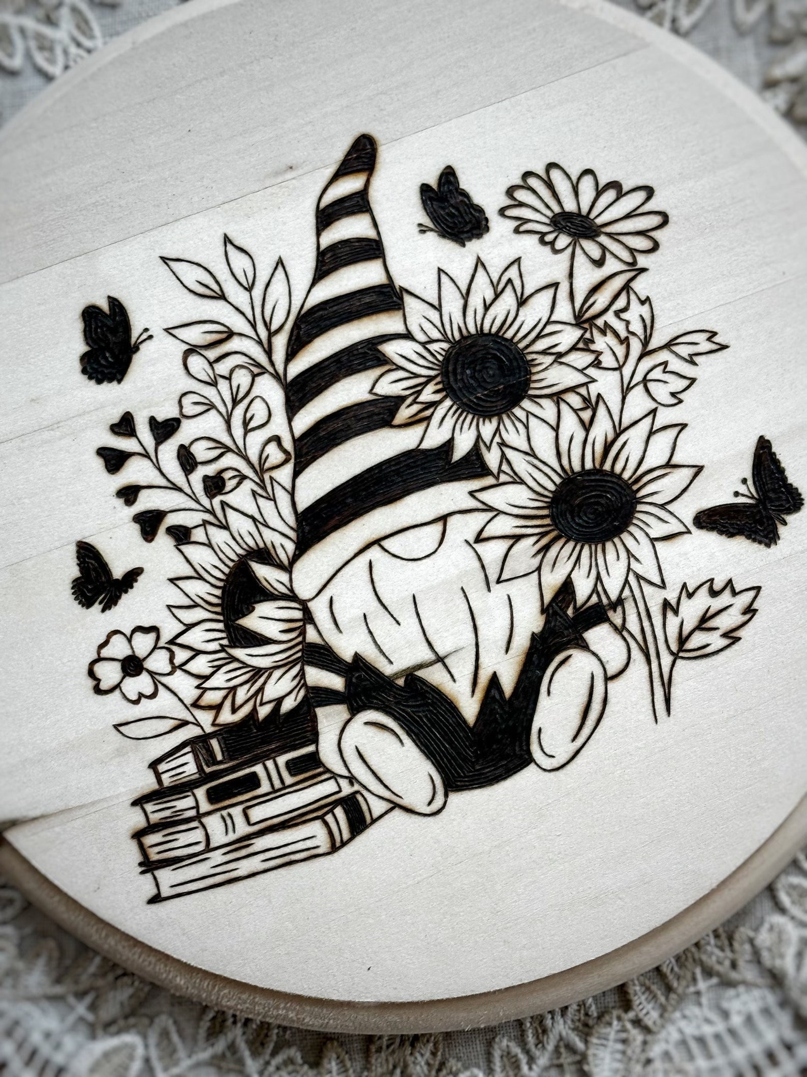 GARDEN GNOME Hand-burned Fairycore Whimsical Woodsy Pyrography Wall ...