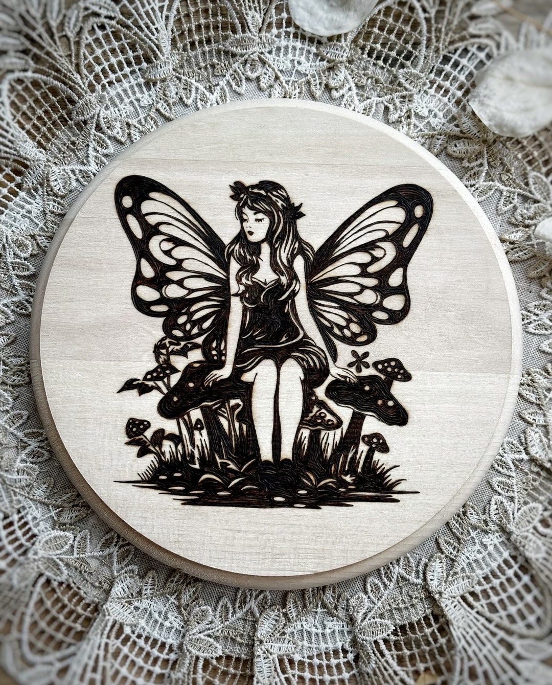 FAIRY in the GARDEN Hand-burned Fairycore Whimsical Woodsy Pyrography ...