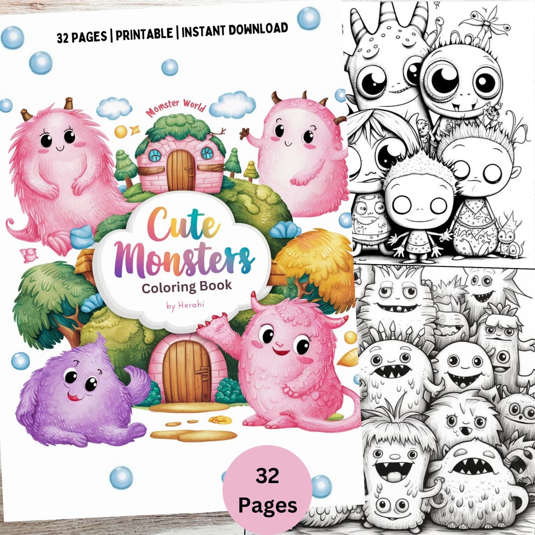 32 Cute Monster Coloring Pages, Cute Monster Coloring Book for Kids ...