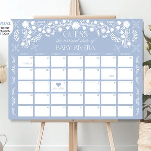 Editable Cielito Lindo Baby Shower Guess Arrival Date Calendar, Guess ...