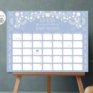 Editable Cielito Lindo Baby Shower Guess Arrival Date Calendar, Guess ...