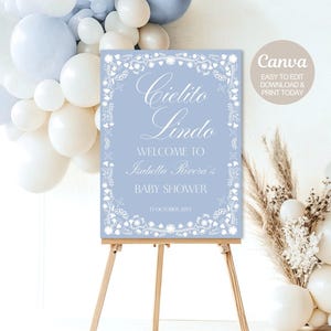 Editable Cielito Lindo Baby Shower Welcome Sign, Dusty Blue Mexican ...
