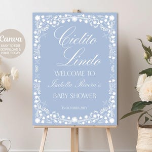 Editable Cielito Lindo Baby Shower Welcome Sign, Dusty Blue Mexican ...