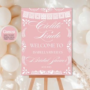 Editable Cielito Lindo Bridal Shower Welcome Sign: Mexican Papel Picado ...