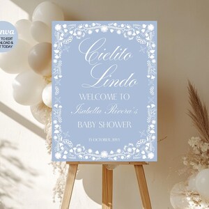 Editable Cielito Lindo Baby Shower Welcome Sign, Dusty Blue Mexican ...