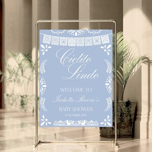 Editable Cielito Lindo Baby Shower Welcome Sign: Dusty Blue Talavera ...