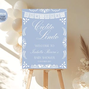 Editable Cielito Lindo Baby Shower Welcome Sign: Dusty Blue Talavera ...
