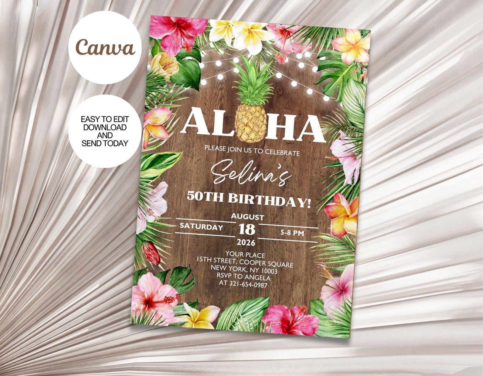 Editable Aloha Birthday Invitation Template. Tropical Birthday ...