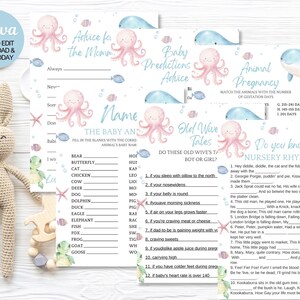 Editable Under the Sea Baby Shower Game Bundle. 20 Neutral Nautical ...