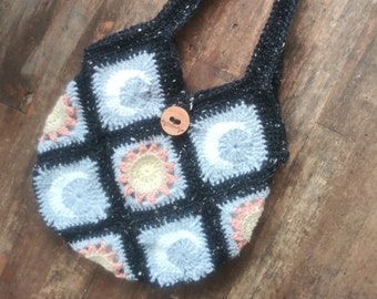 Crochet Sparkling Granny Square Sun and Moon Tote Bag - Etsy