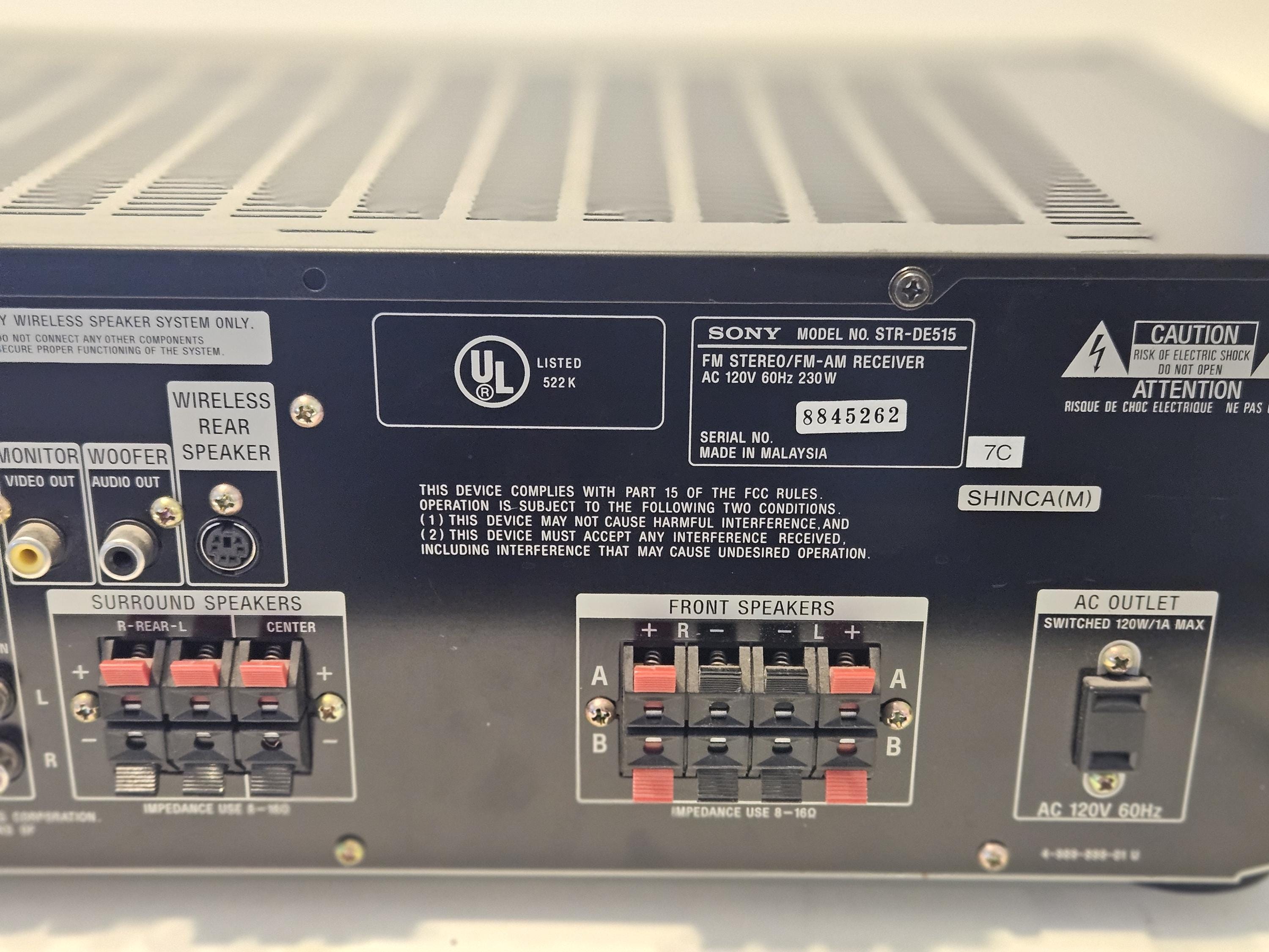 Sony STR-DE515 Audio/video 5.1 Channel Surround Sound Receiver - Etsy