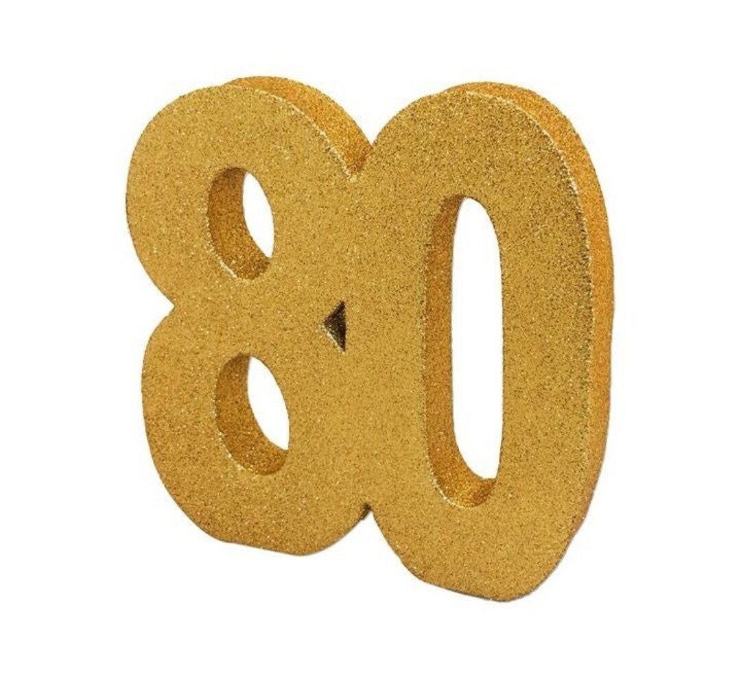 Gold Glitter 80th Birthday Party Table Decoration, Gold 80 Glitter ...