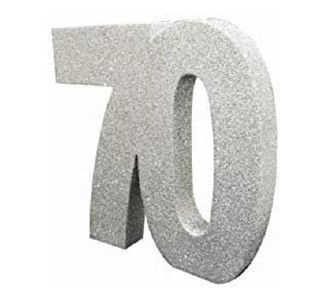 Silver Glitter 70th Birthday Party Table Decoration, Silver 70 Glitter ...