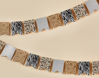 Get Wild Happy Birthday Banner, Jungle Party Bunting, Safari Birthday ...