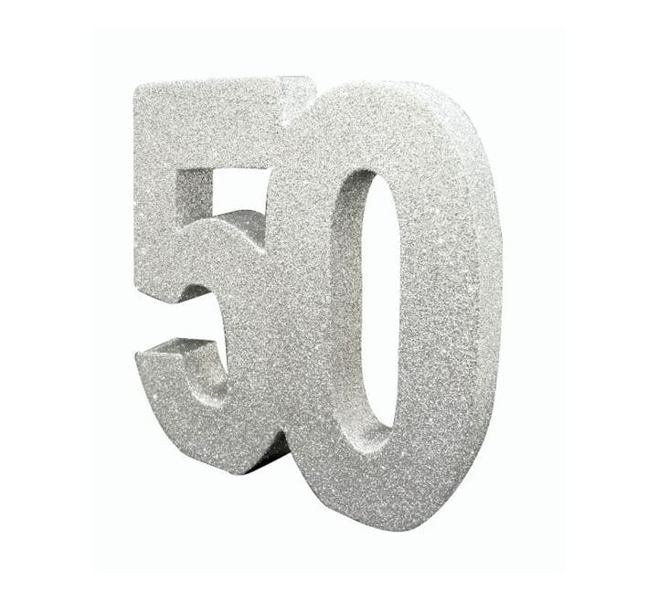 Silver Glitter 50th Birthday Party Table Decoration, Silver 50 Glitter ...