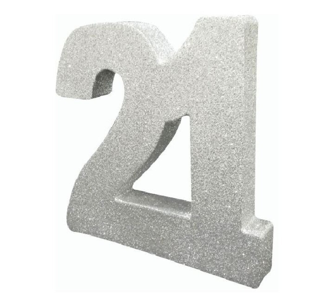 Silver Glitter 21st Birthday Party Table Decoration, Silver 21 Glitter ...