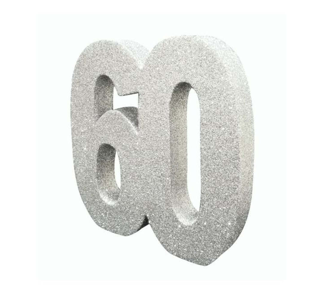 Silver Glitter 60th Birthday Party Table Decoration, Silver 60 Glitter ...