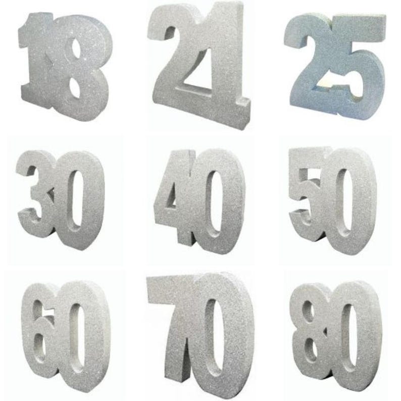 Silver Glitter 60th Birthday Party Table Decoration, Silver 60 Glitter ...