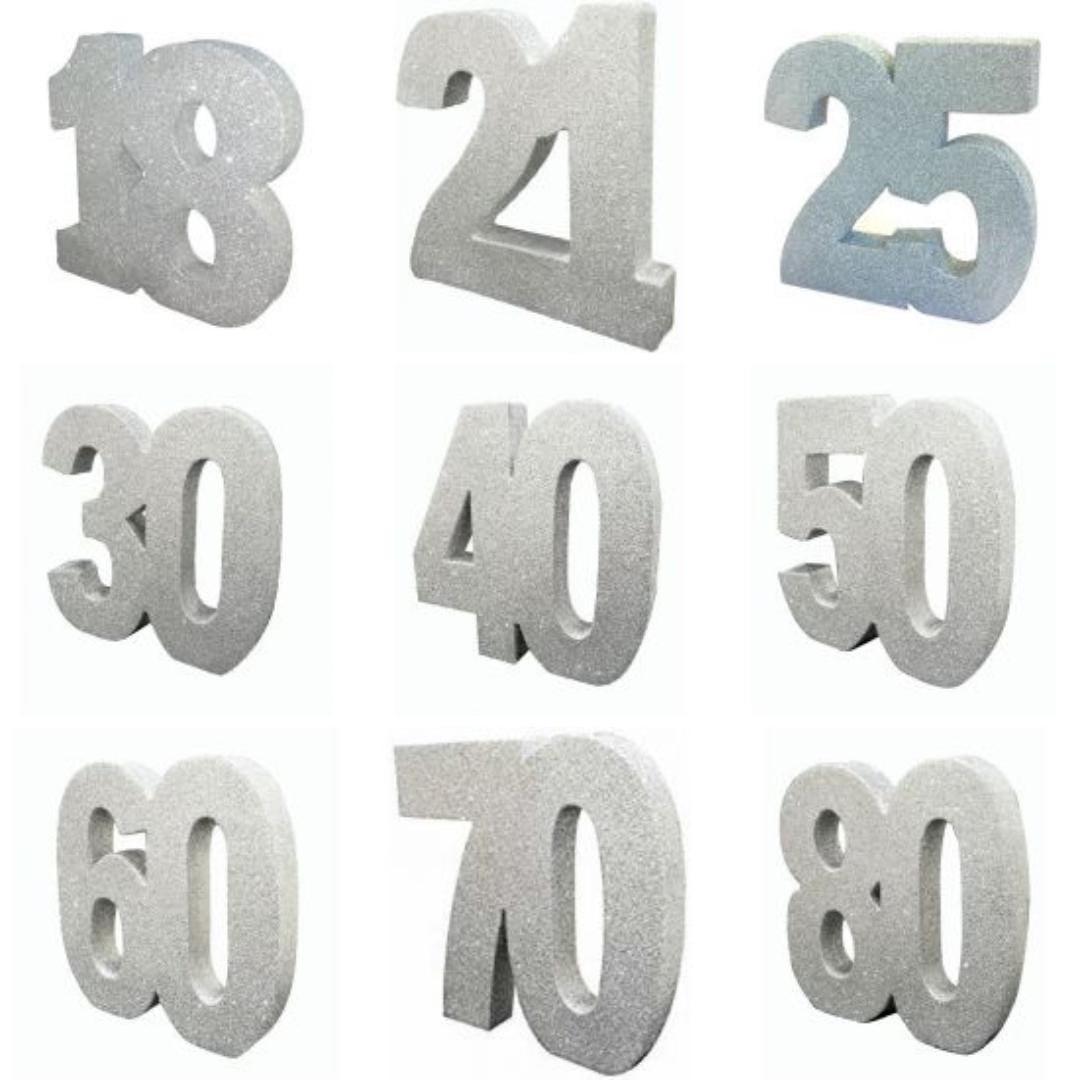 Silver Glitter 60th Birthday Party Table Decoration, Silver 60 Glitter ...