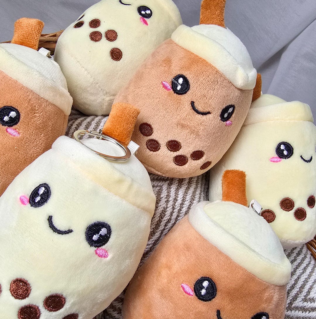 Custom Boba Bag Charm Gift, Bubble Tea Plushie Party Favours, Cute ...