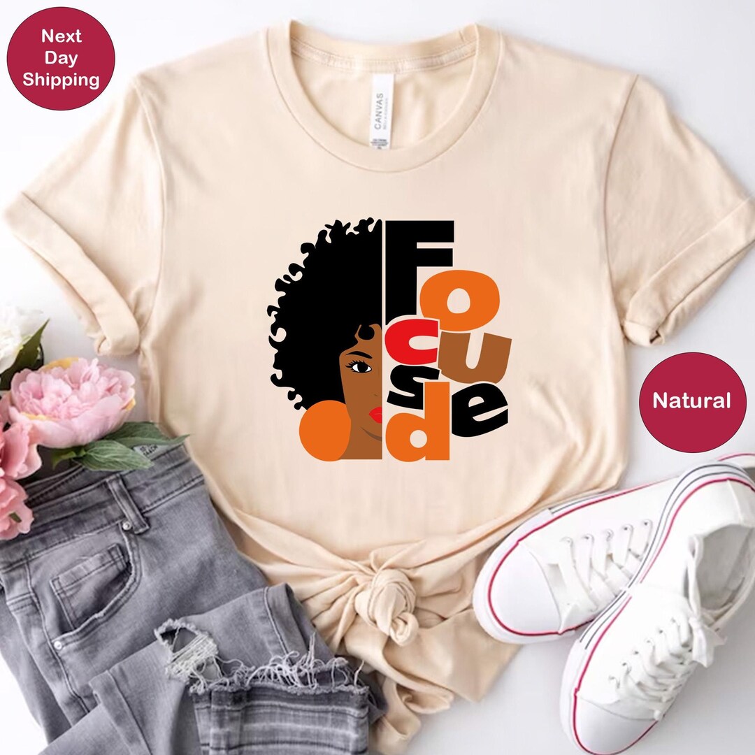 Focused Black Girl Melanin Shirt, African American Art Shirt, Black ...