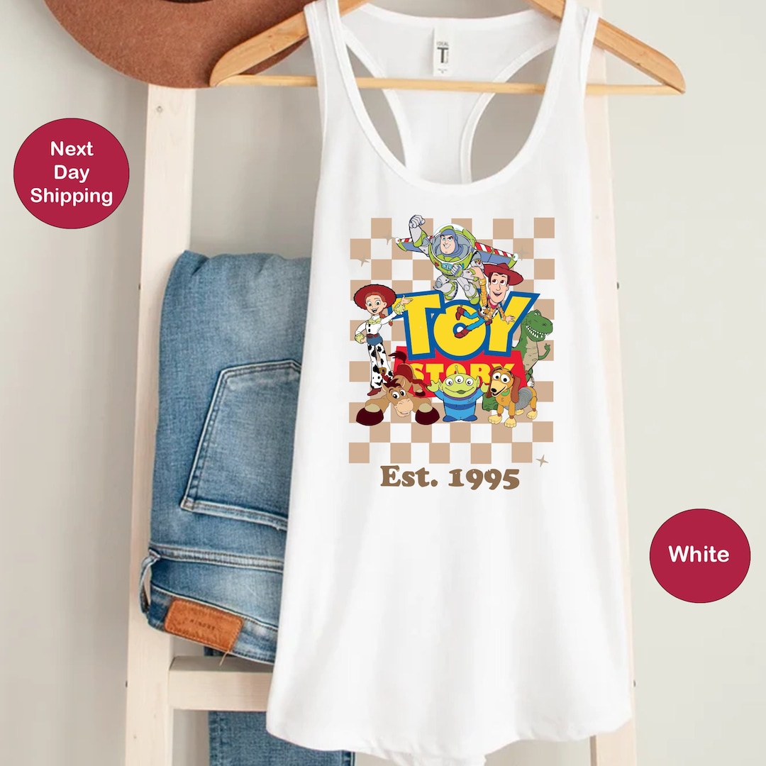 Checkered Toy Story Est 1995 Tank, Retro Disney Toy Story Racerback ...
