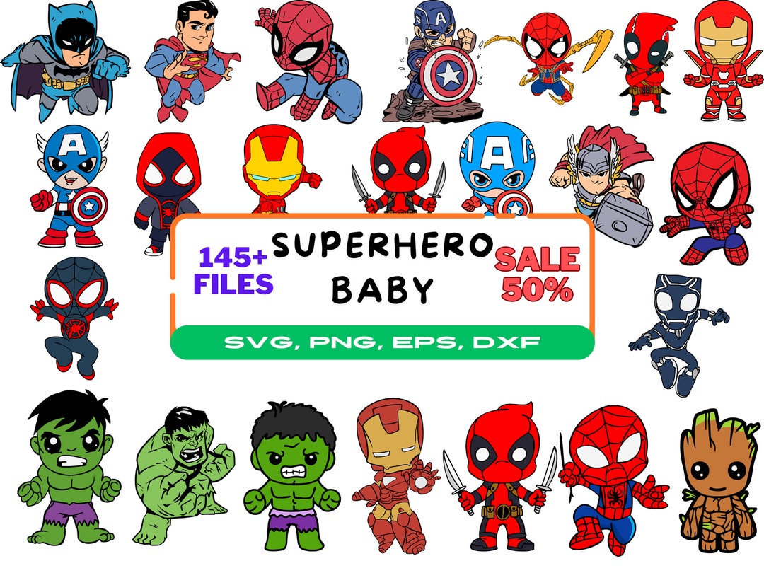 145 Files Superhero Chibi Svg, Superhero Kids Bundle, Super Kids Svg ...