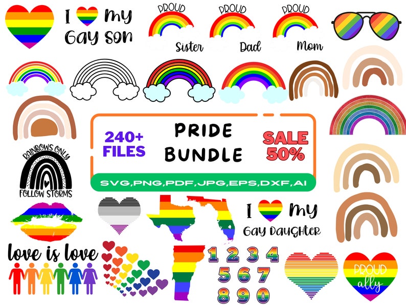 240 Files Gay Pride Svg Bundle, All for Love Svg, Love is Love Svg ...
