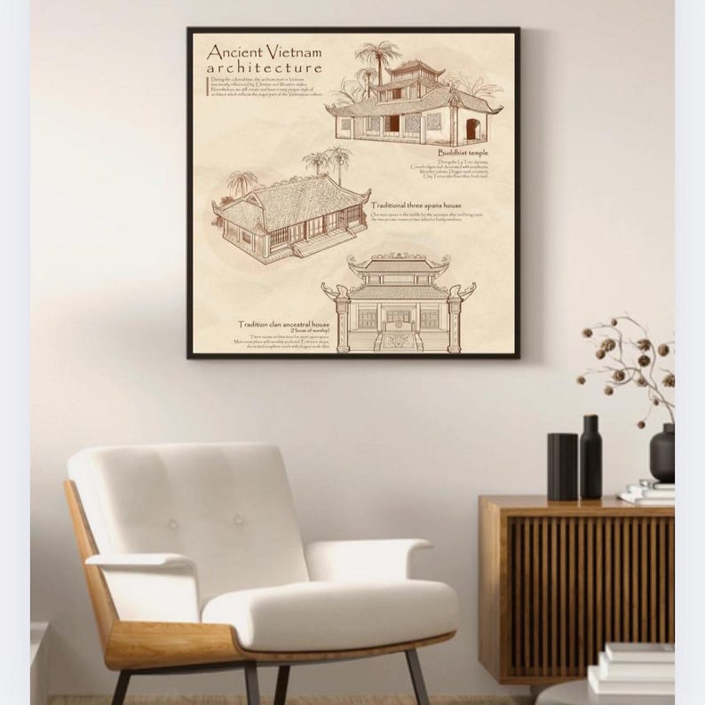 Ancient Vietnam Architecture Print/buddhist Temple,clan House ...