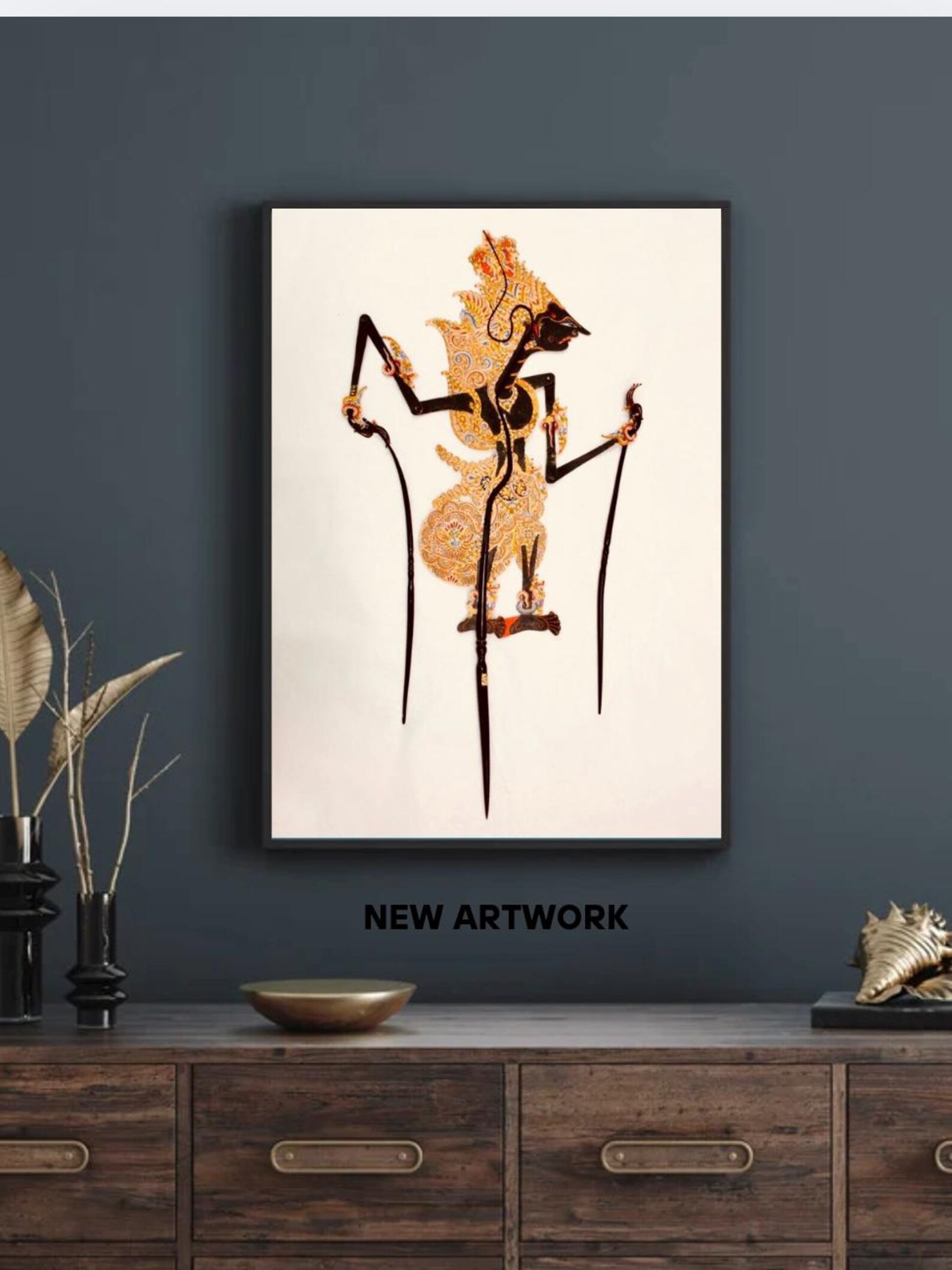 Rare Malaysian 19th Century Shadow Puppet -wayang Kulit Art Print ...