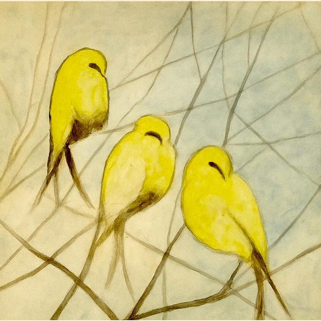 Vintage 1920's Leon Spilliaert Art/print/three Yellow Parakeets in a ...