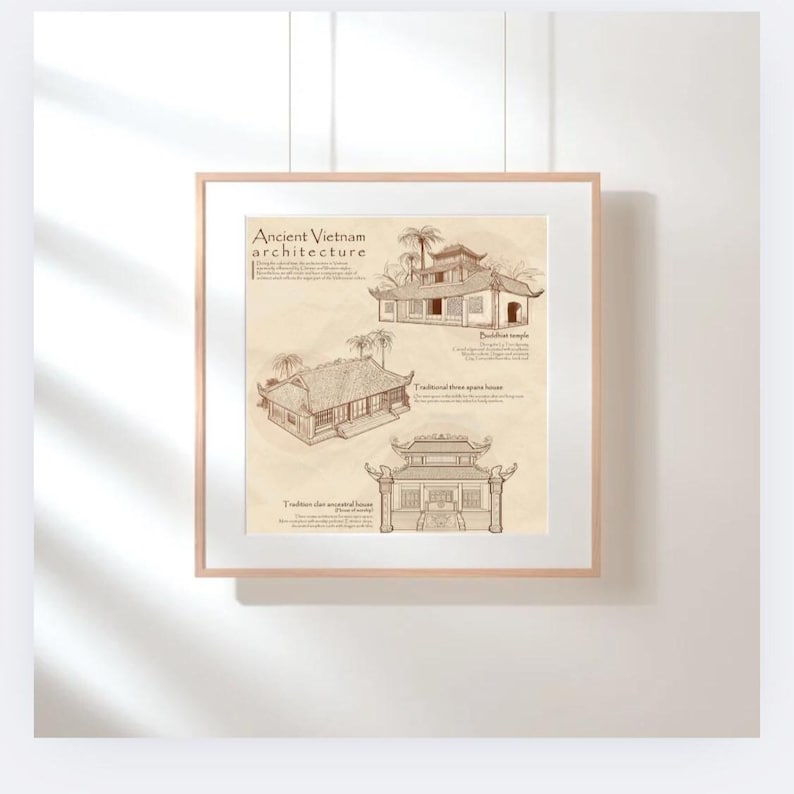 Ancient Vietnam Architecture Print/buddhist Temple,clan House ...