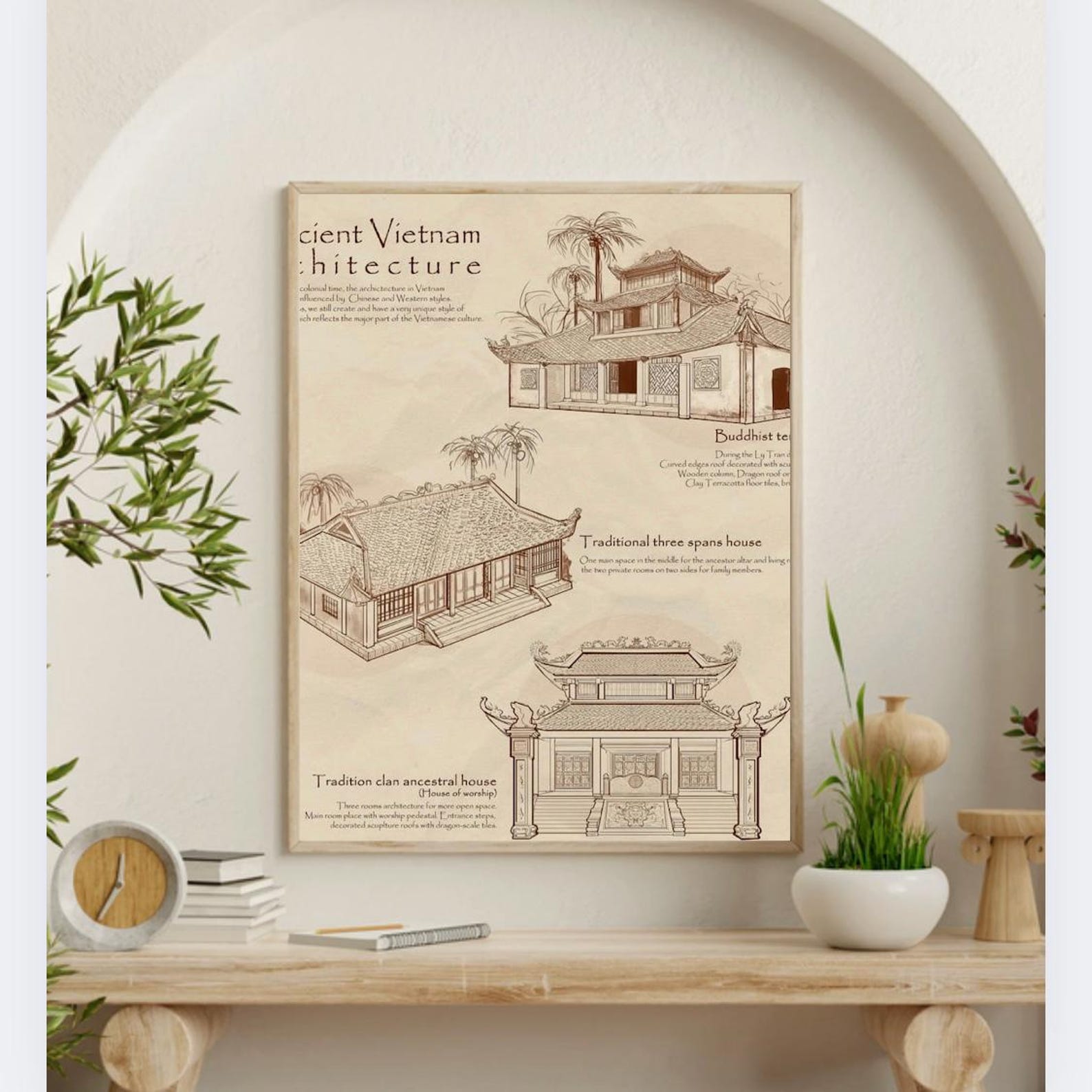 Ancient Vietnam Architecture Print/buddhist Temple,clan House ...
