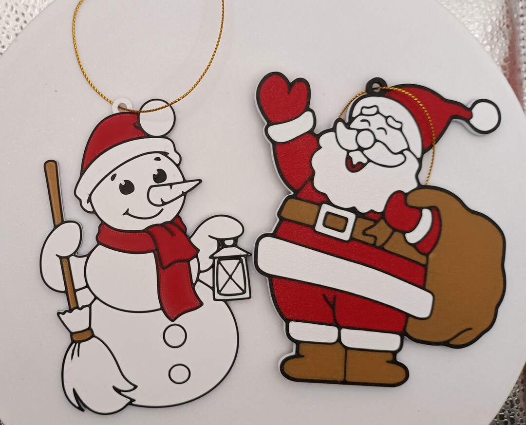 Father Christmas and the Snowman Tree Decoration Set - Etsy