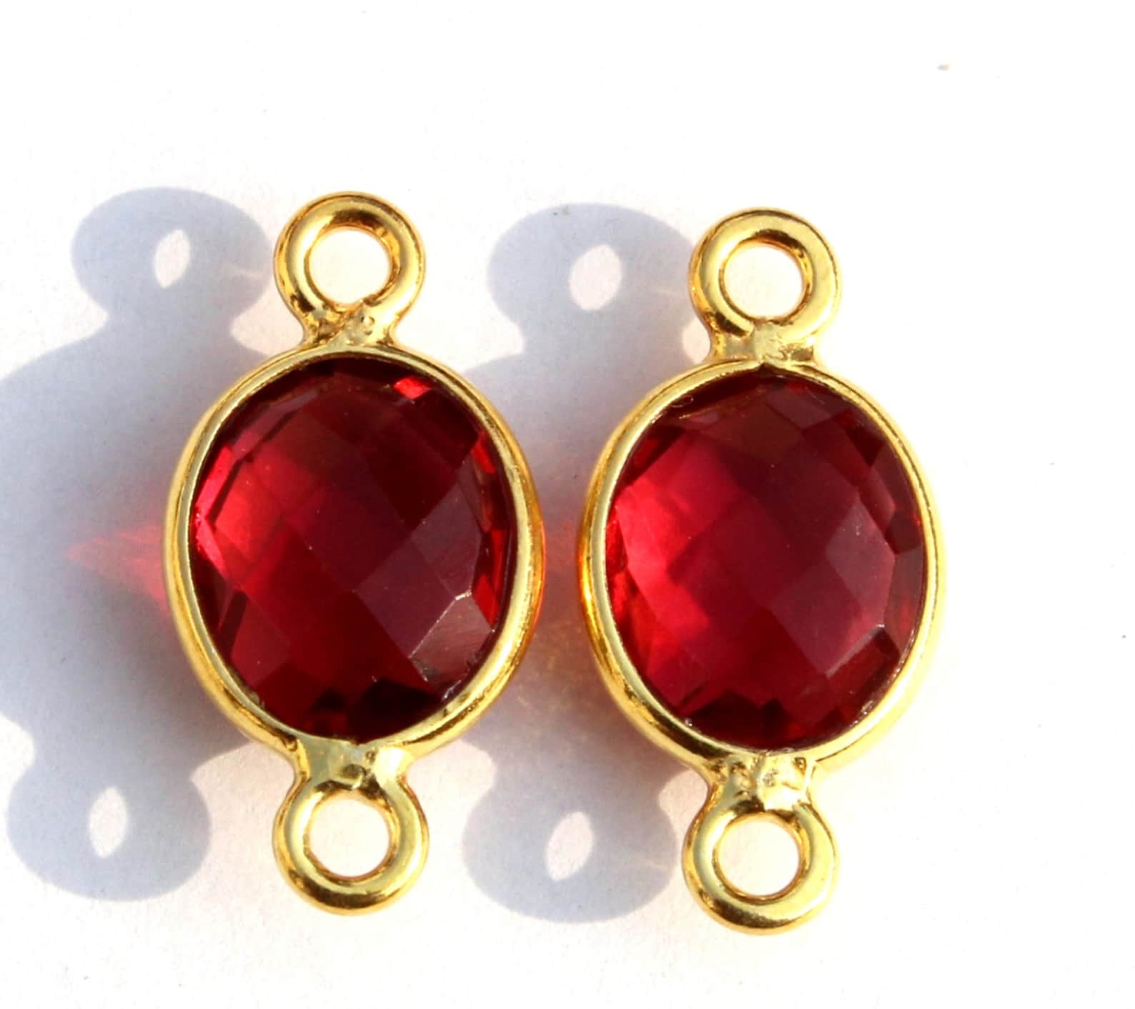 1 Pc 9x19 Mm Gold Plated Bezel Set AAA Red Quartz Faceted Oval ...