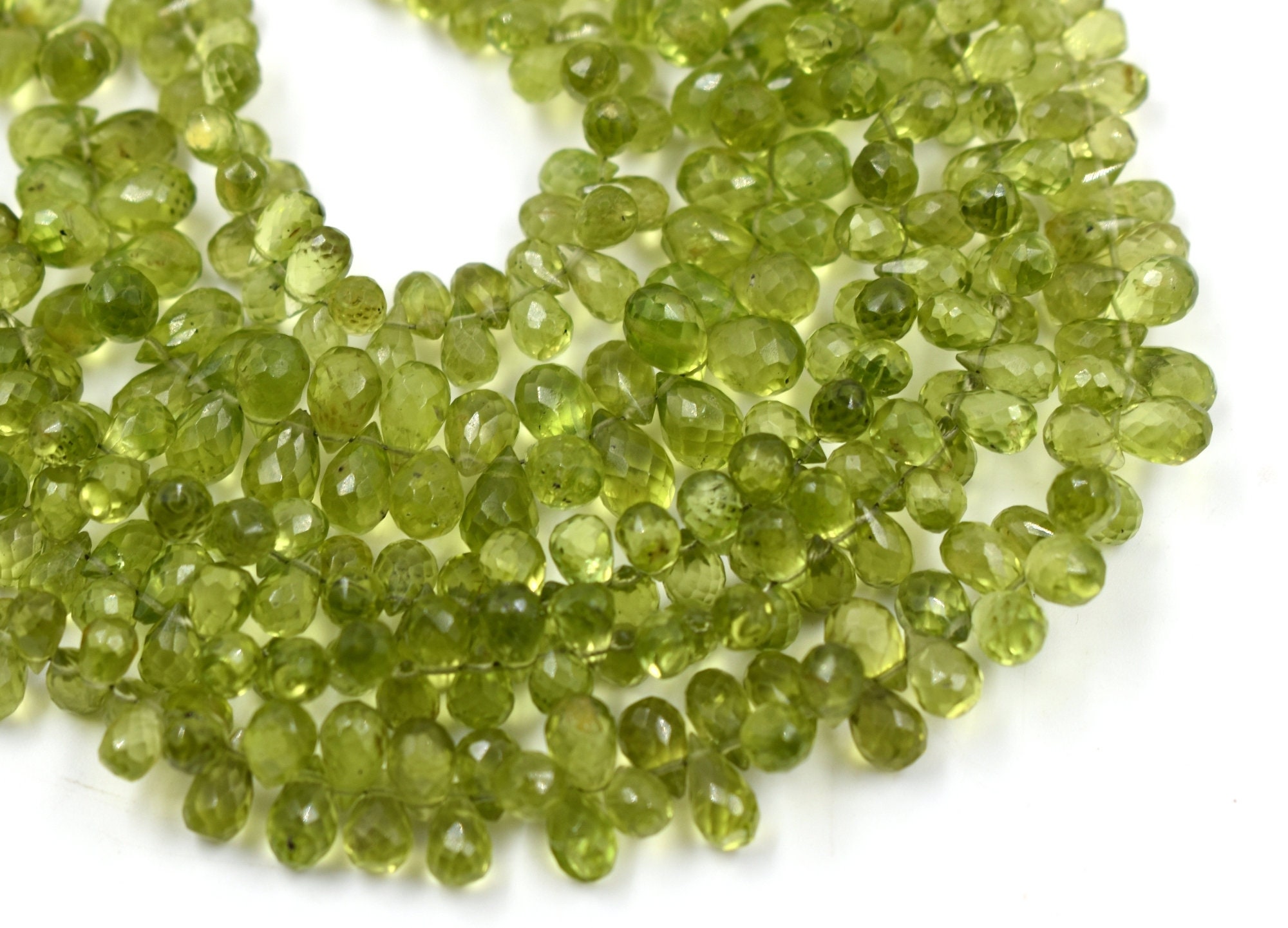 Natural Peridot Faceted Teardrop Shape Beads Semiprecious | Etsy