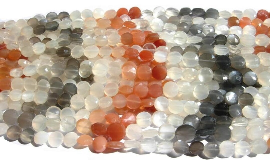 Full 14 Inches AAA Multi Moonstone Faceted Coin Beads 8x8mm Gorgeous ...