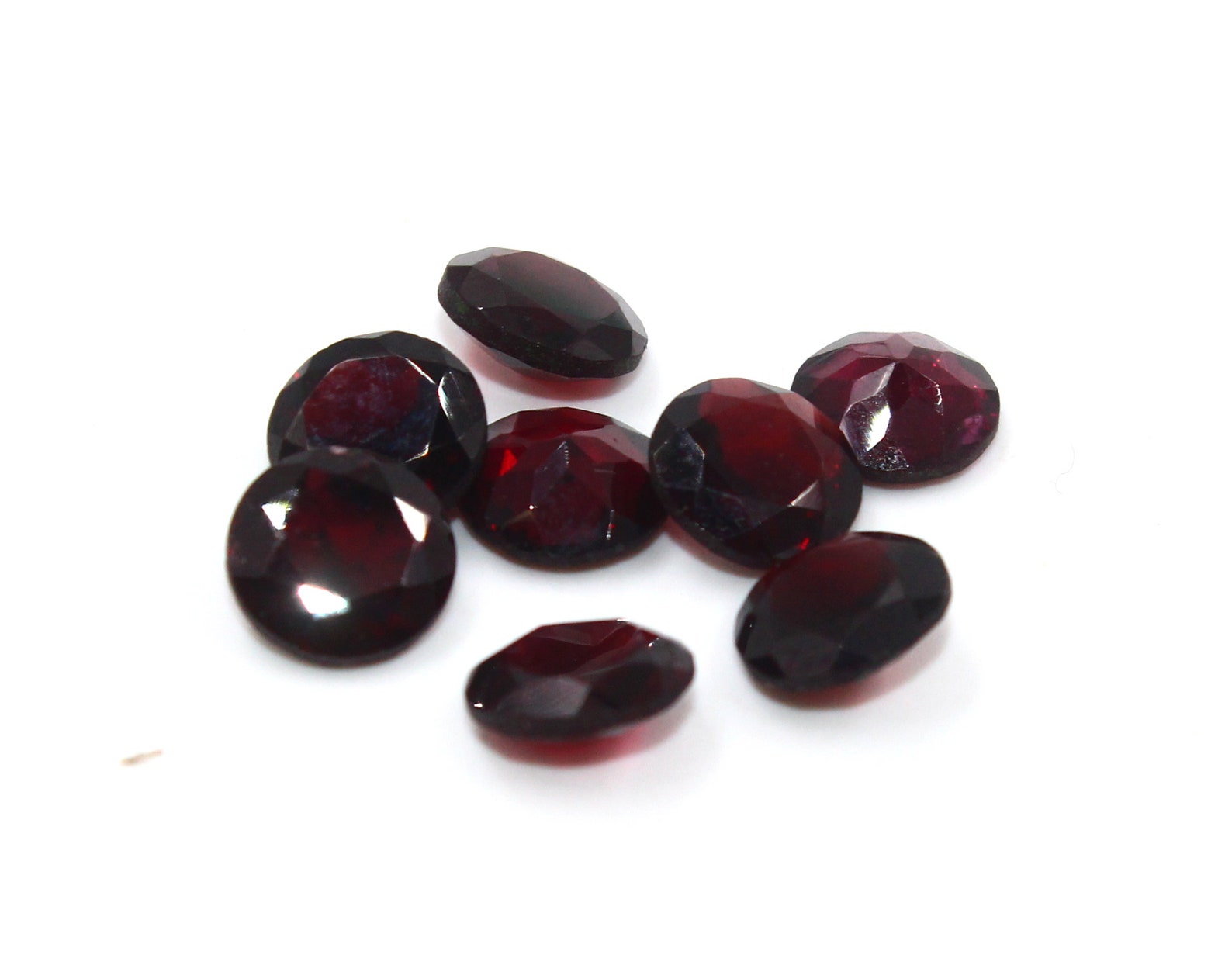 24 6 Pcs Naturel Rouge Grenat Facetted Round Cut Gemstone / - Etsy France