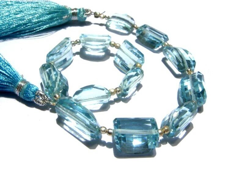 8 Inches AAA Aqua Blue Quartz Step Cut Faceted Nuggets Size | Etsy
