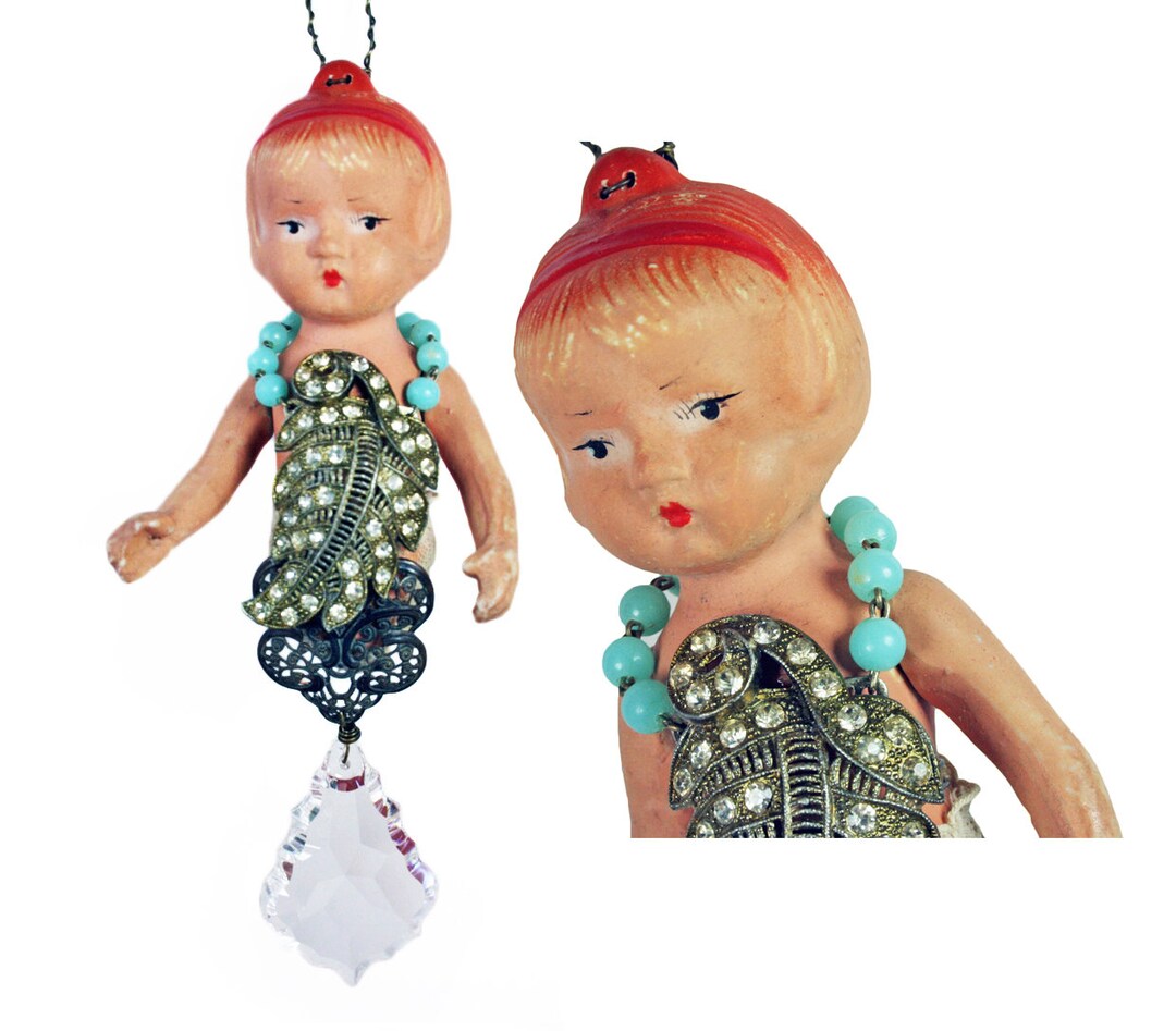 LEAF DOLL, Mixed Media Ornament, Assemblage Art Doll, Altered Art Doll ...